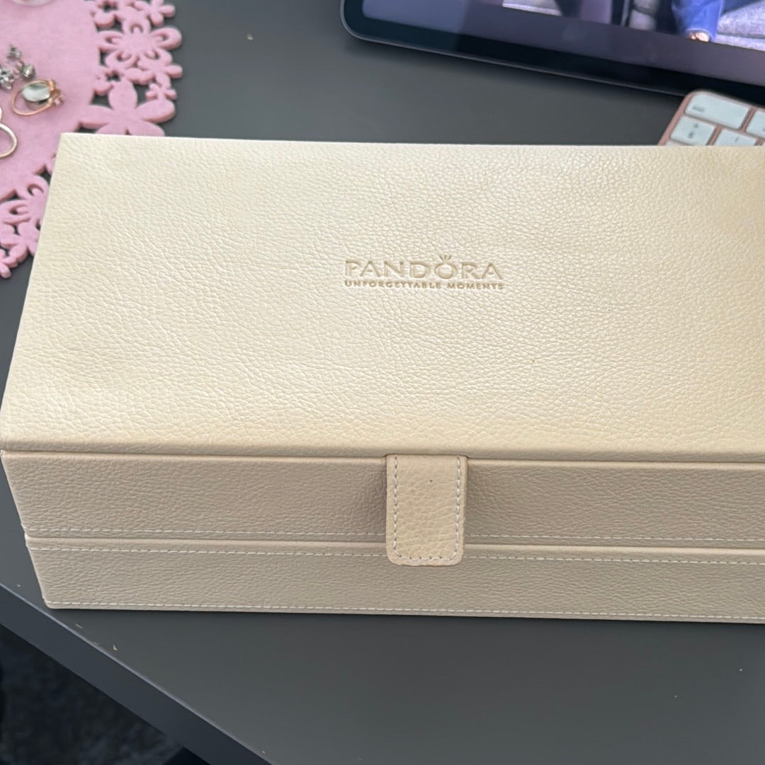Genuine Pandora Cream Two Tier Jewellery Box Rare with Four Charm Bars ...
