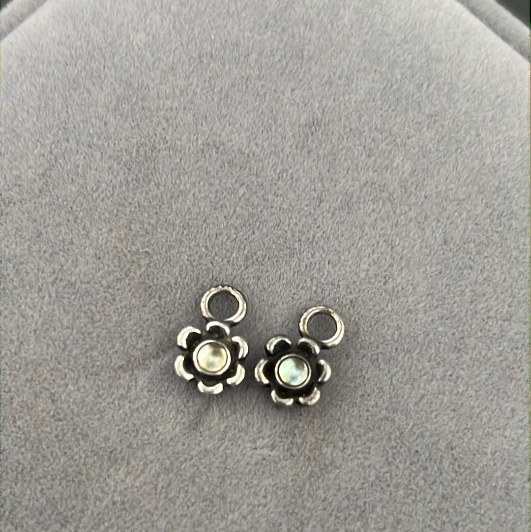 Genuine Pandora Topaz Moonstone Flower RARE HTF COMPOSE Earring Charms ...