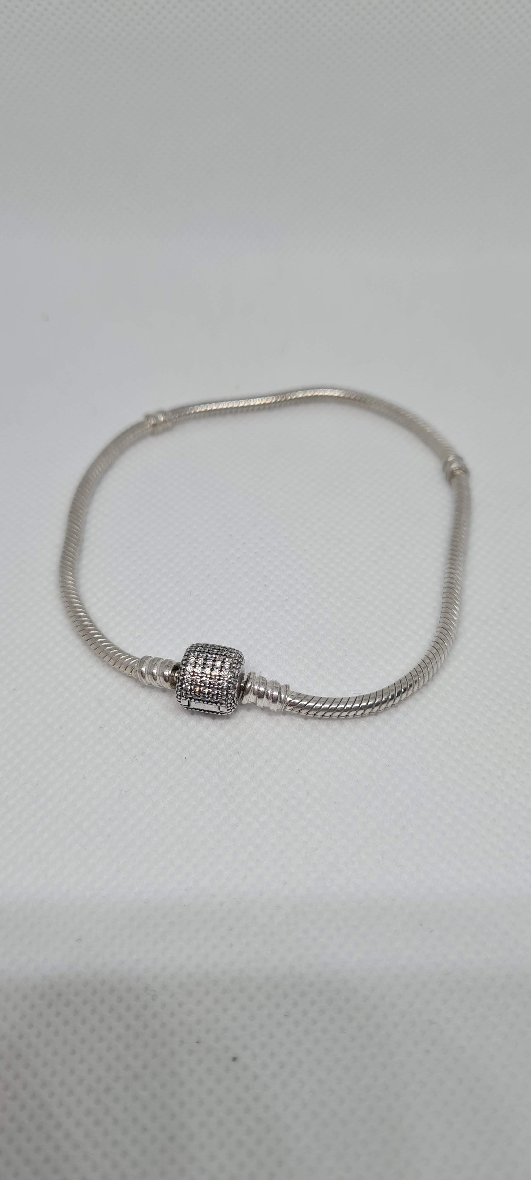 Genuine Pandora Pave Sparkle CZ Barrel Clasp Bracelet PURPLE / CLEAR ...