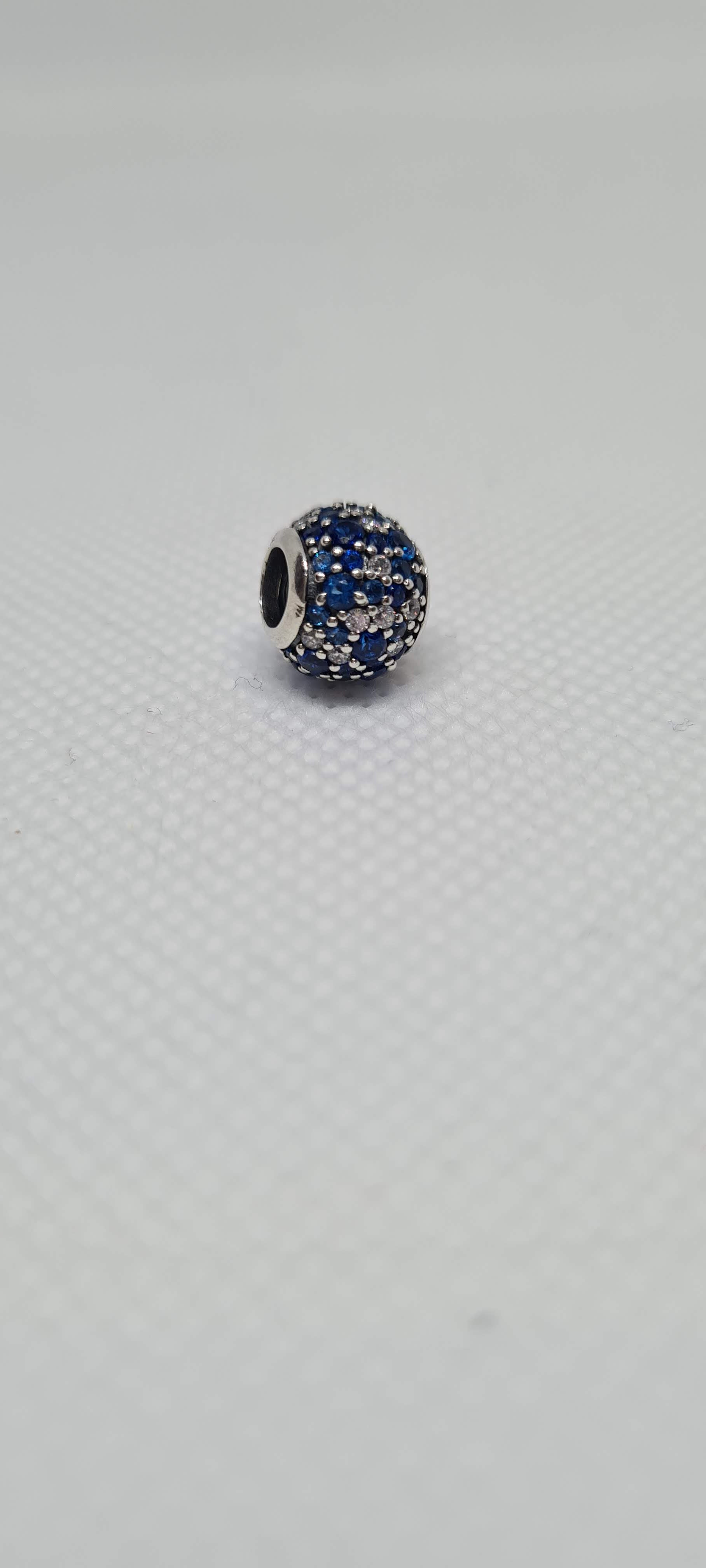Genuine Pandora Blue and White Pave Sparkle Ball – Preloved Pandora ...