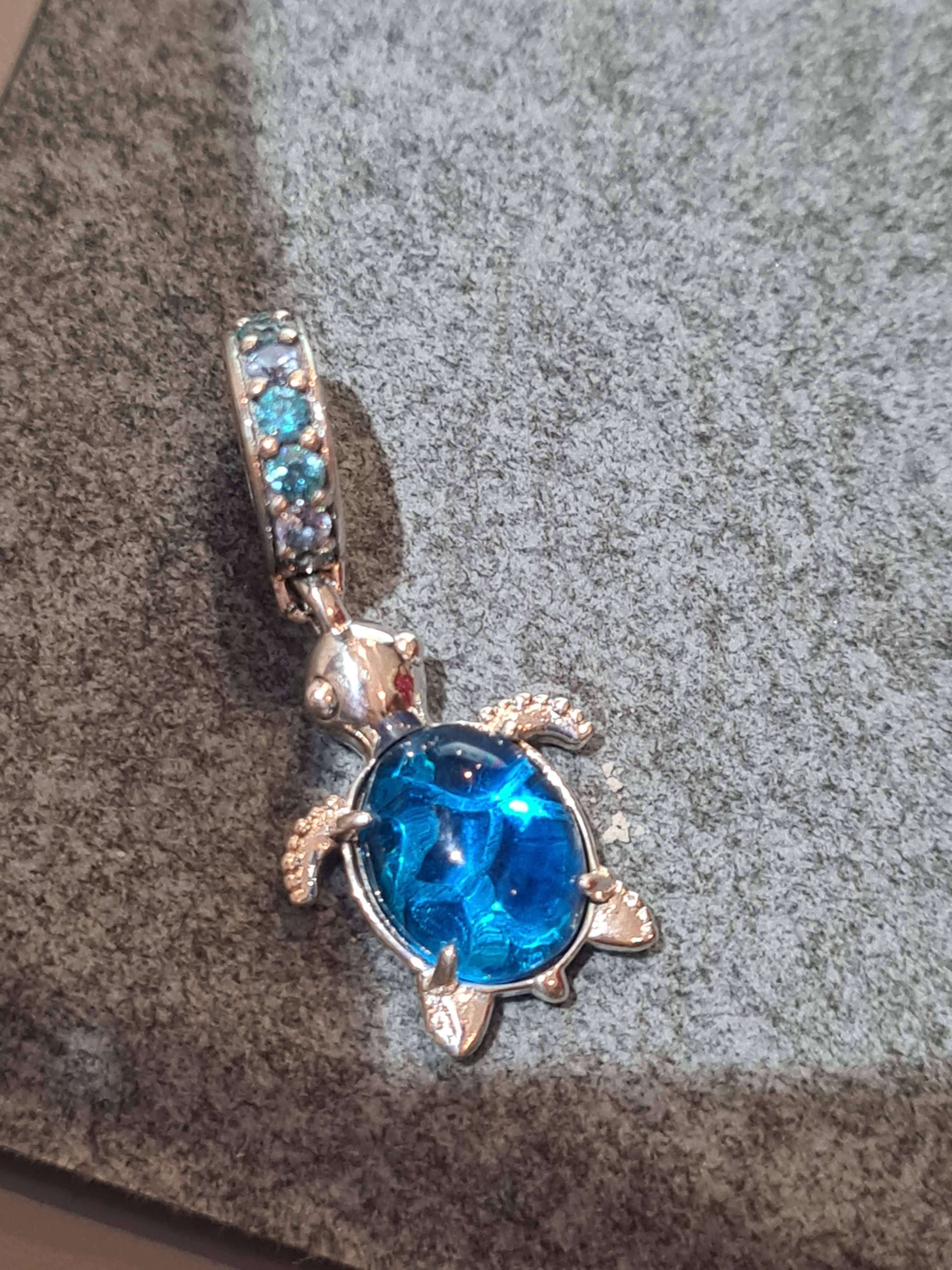 Genuine Pandora Blue Stoned Turtle Summer Collection Dangle Charm ...