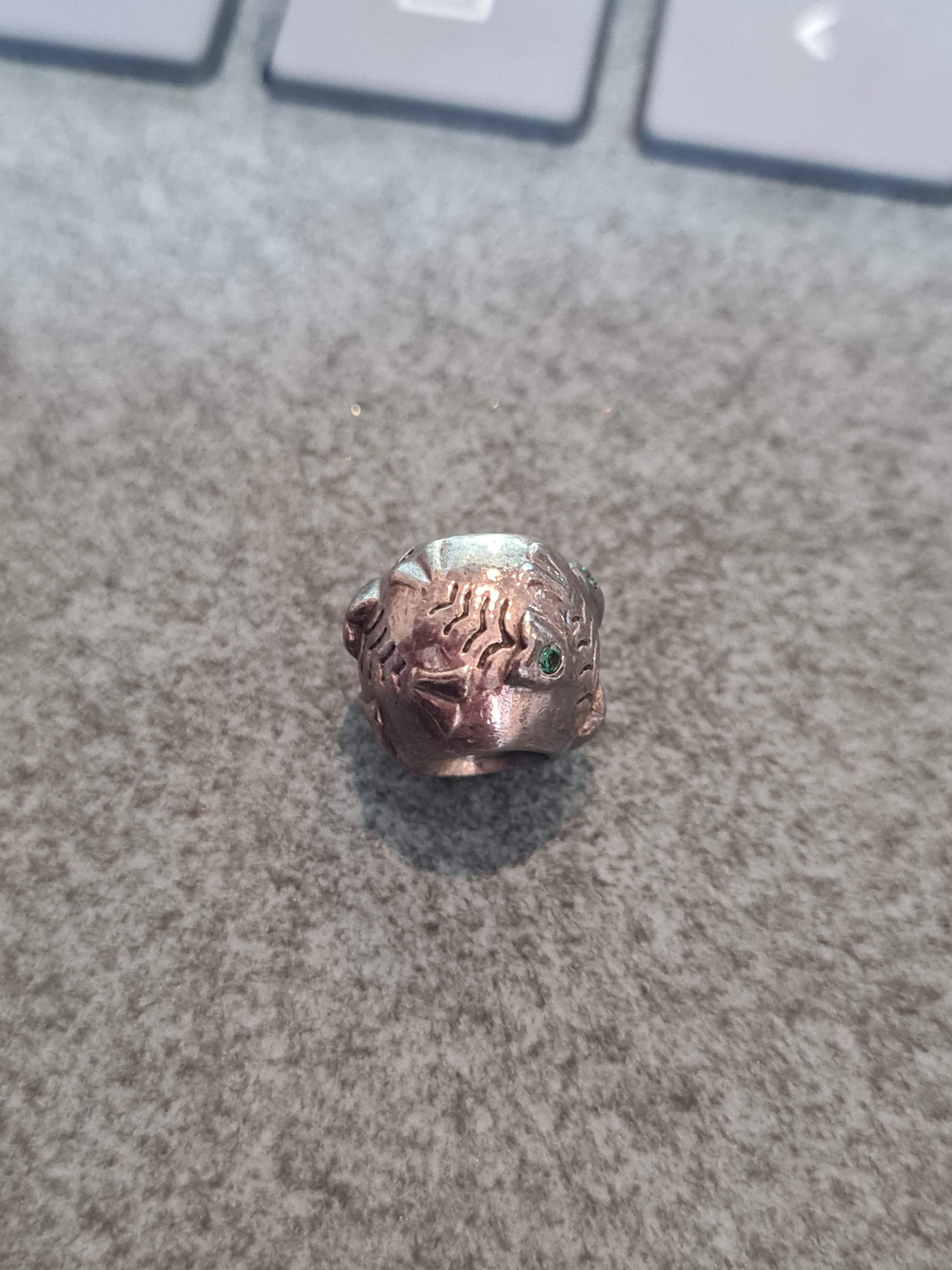 Genuine Pandora Rare and Retired Fish Bone Charm with Orange Stone ...