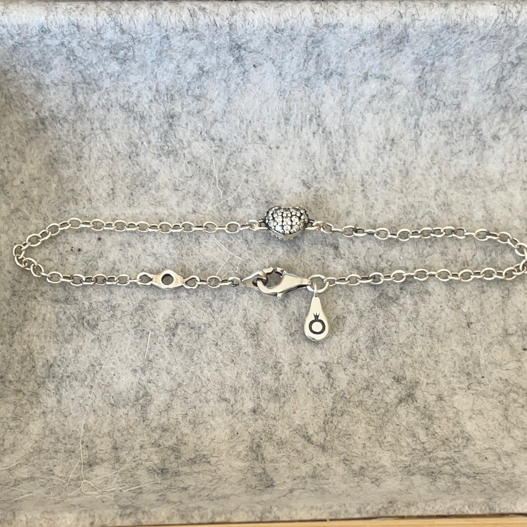 Genuine Pandora Pave Heart Dainty Adjustable Bracelet SMALL – Preloved ...