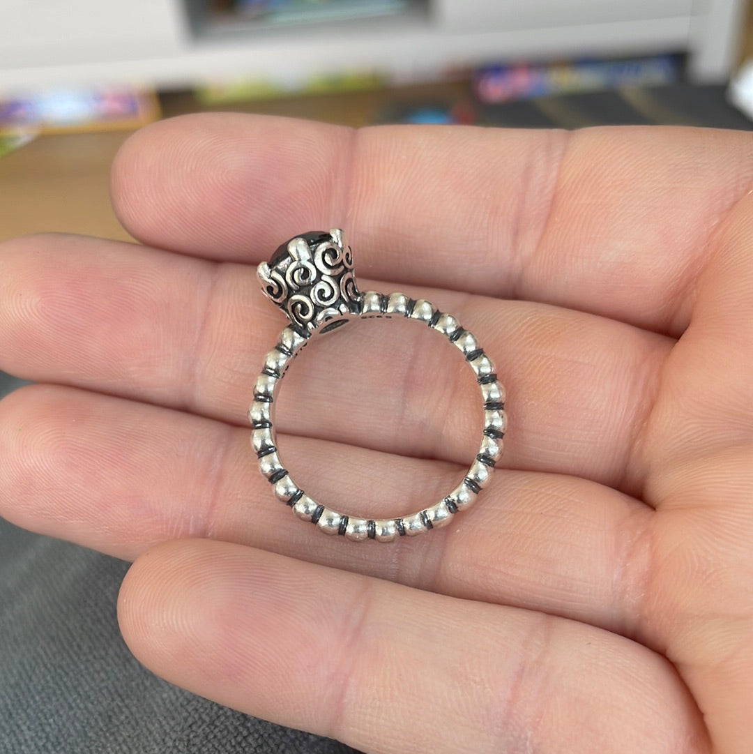 Genuine Pandora Spinel Black Stone Ring Spiral Onyx Swirl Statement Si ...