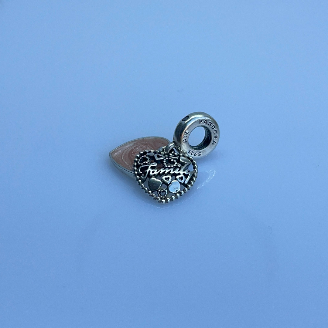 Genuine Pandora Pink Family Heart Enamel Charm Dangle Gift – Preloved ...