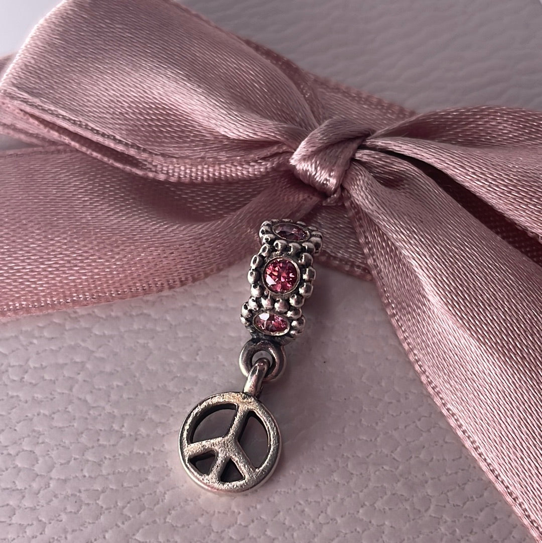 Genuine Pandora Pink CZ Peace Dangle Charm – Preloved Pandora Boutique