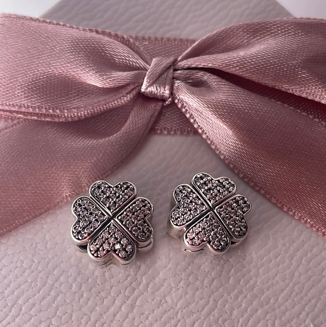 Genuine Pandora Pave Heart Clover Flower Clips – Preloved Pandora Boutique