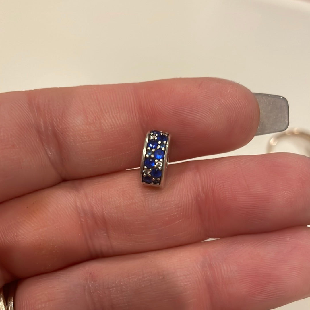 Genuine Pandora Pave Clear and Navy Blue Silicone Insert Clips ...