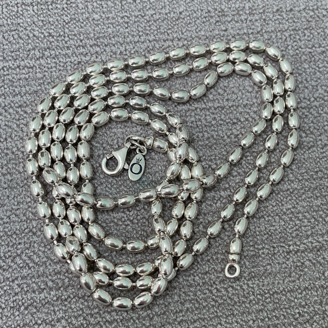 Genuine Pandora Retired Silver Rice Chain Grain Necklace Rare HTF Leng ...