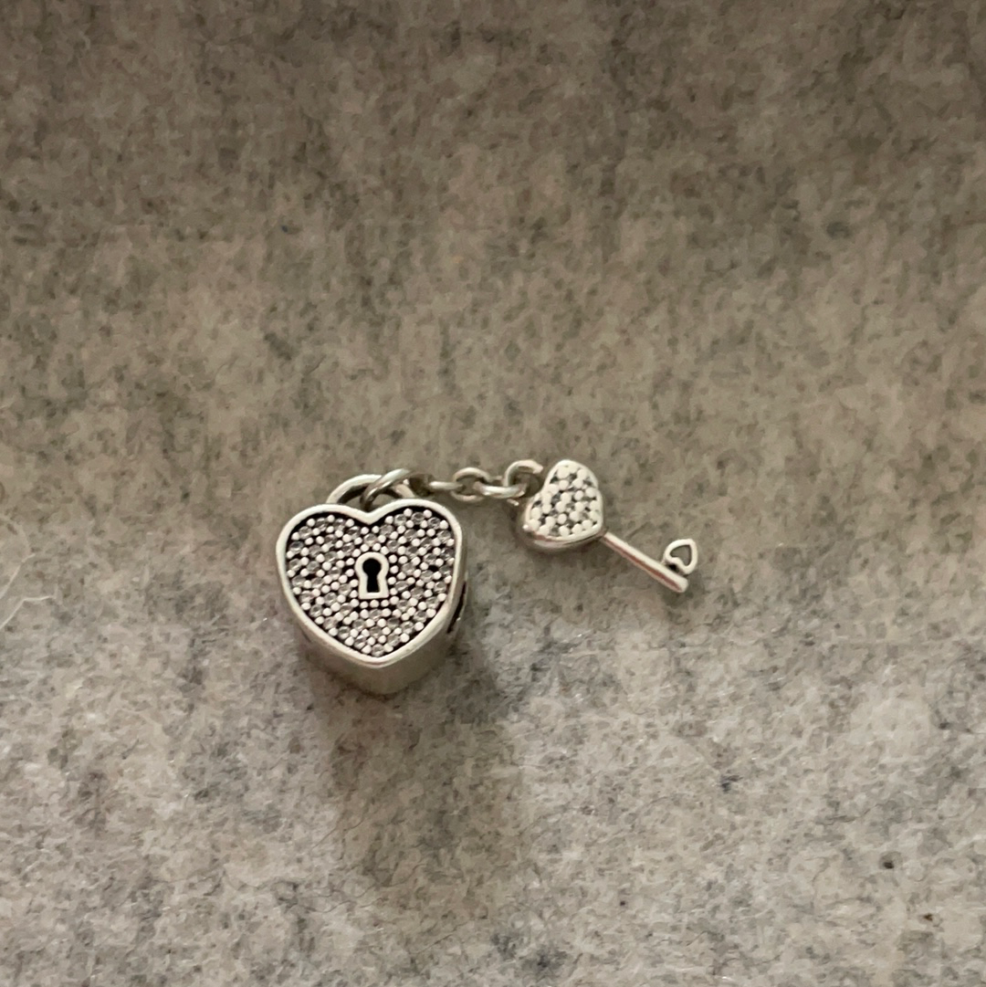 Genuine Pandora Pave Padlock and Pave Key Dangle Charm – Preloved ...