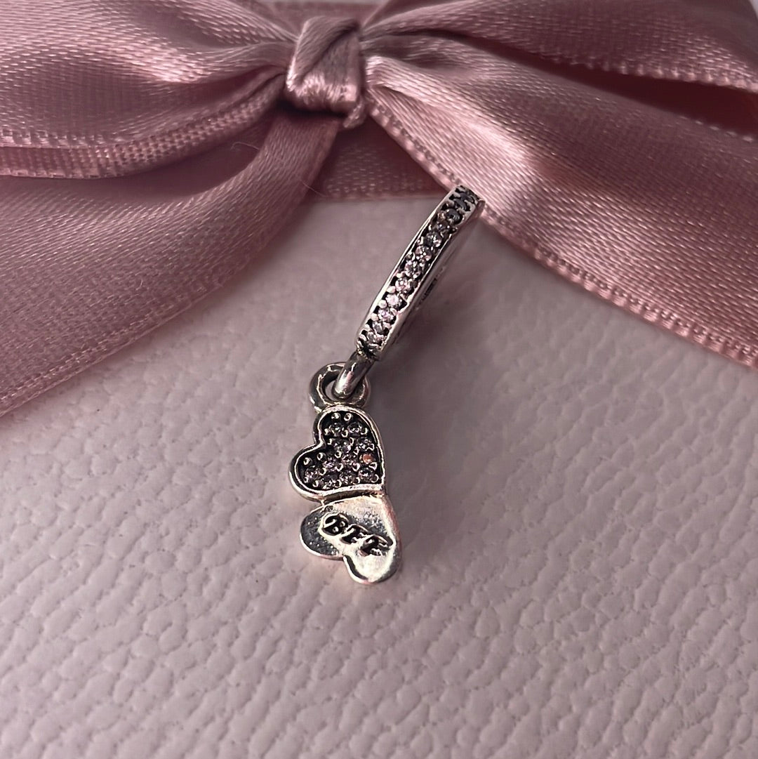 Genuine Pandora Double Dangle Heart BFF Charm – Preloved Pandora Boutique