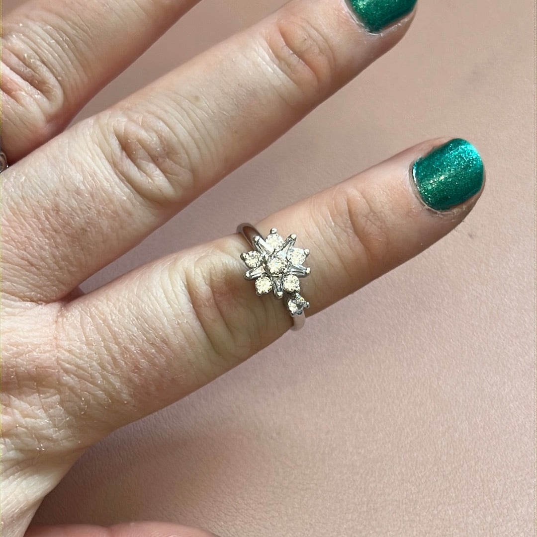 Beautiful Adjustable Anxiety Spinning Ring - Pave Clear Large Pointy S ...
