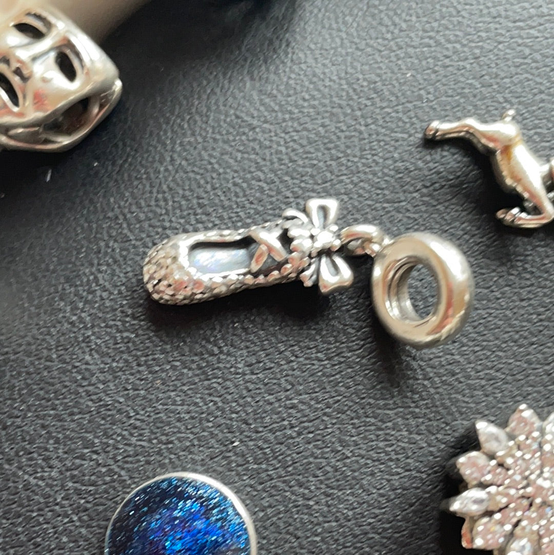 Genuine Pandora Pave Ballerina Shoe Slipper Retired Charm Dangle ...