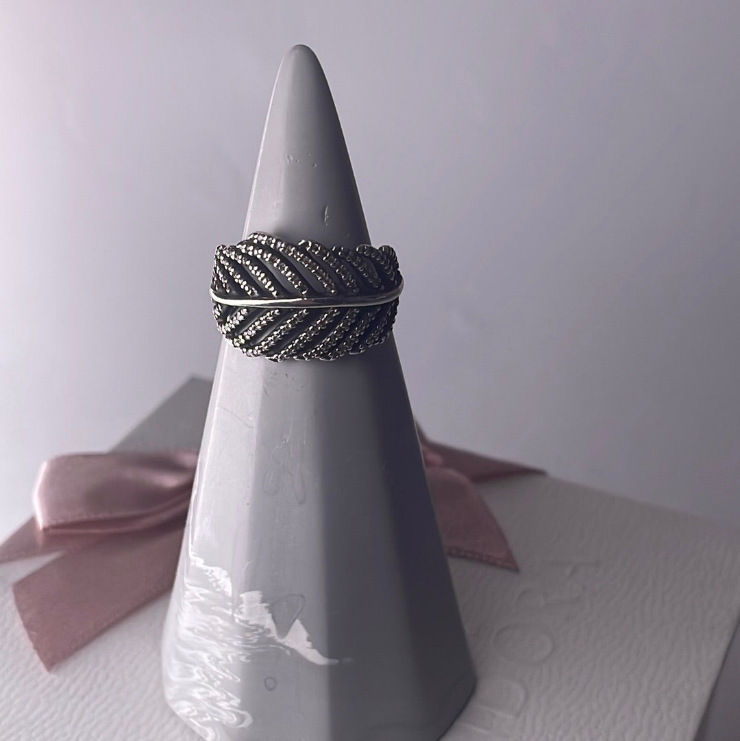 Genuine Pandora Feather Leaf Pave Ring Various Sizes – Preloved Pandora ...