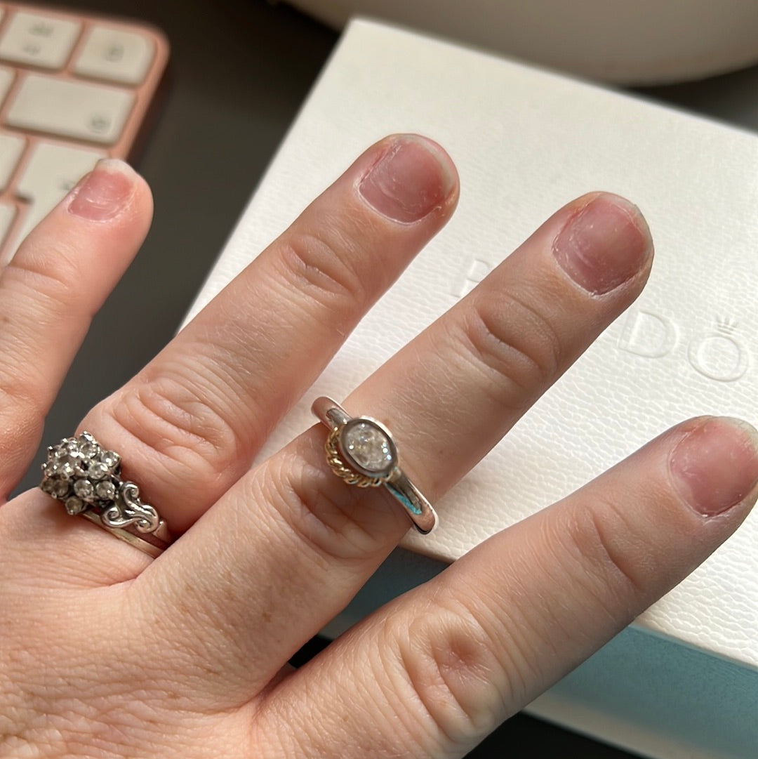 Pandora VERY RARE Vintage Clear Stone Ring Rare with 14K Twisted Gold ...