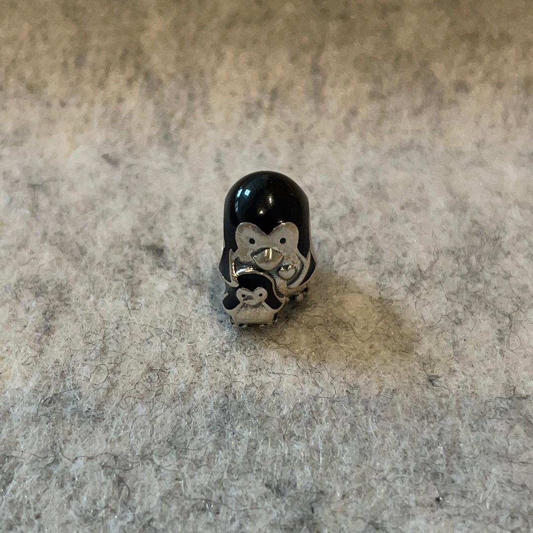 Genuine Pandora Penguin Animal Mummy Charm With Baby Black Enamel Wint ...