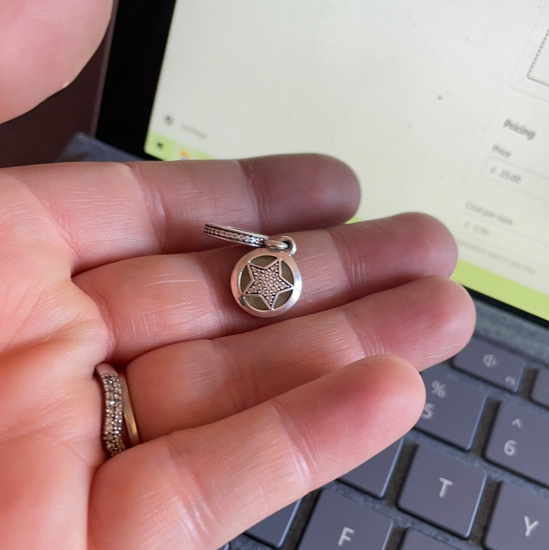Genuine Pandora Pave Star and Cream Sky Enamel Dangle Charm – Preloved ...