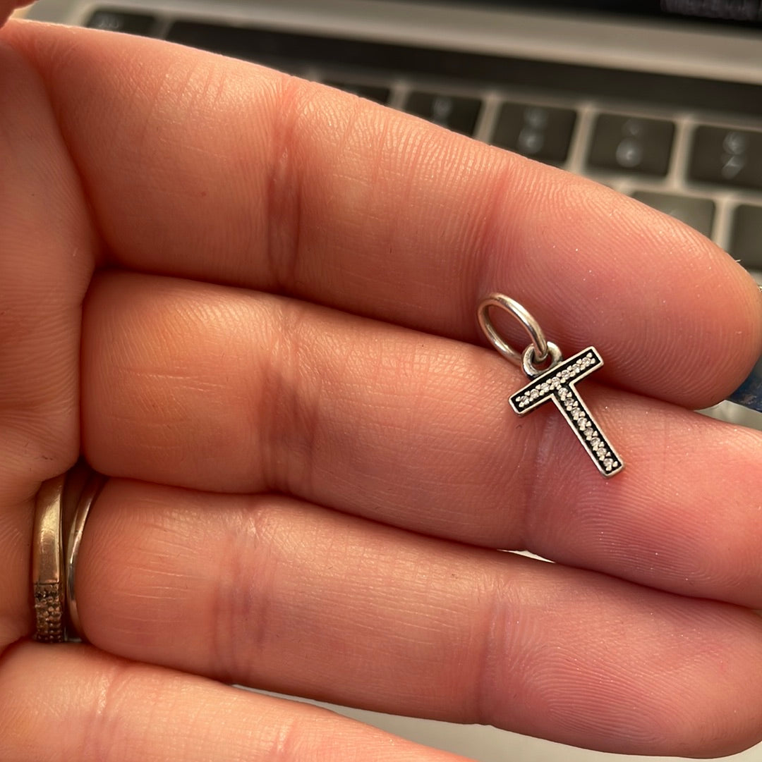 Genuine Pandora Letter T Pave Dangle Charm – Preloved Pandora Boutique