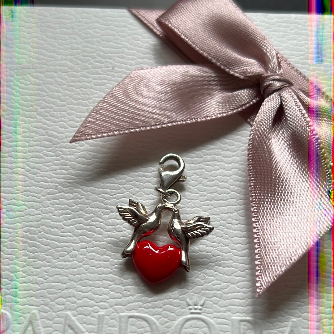 Genuine Thomas Sabo Sterling Silver Enamel Dangle Charm Red Heart Kiss ...