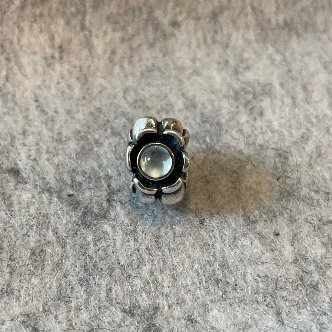 Genuine Pandora Morning Glory Moonstone/ Topaz Flower Retired Charm ...