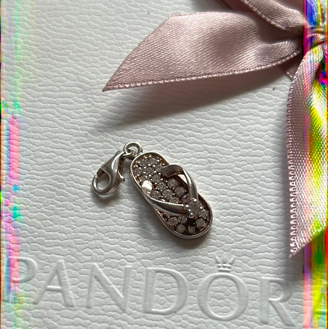 Genuine Thomas Sabo Sterling Silver Dangle Charm Pave Flip Flop Charm ...
