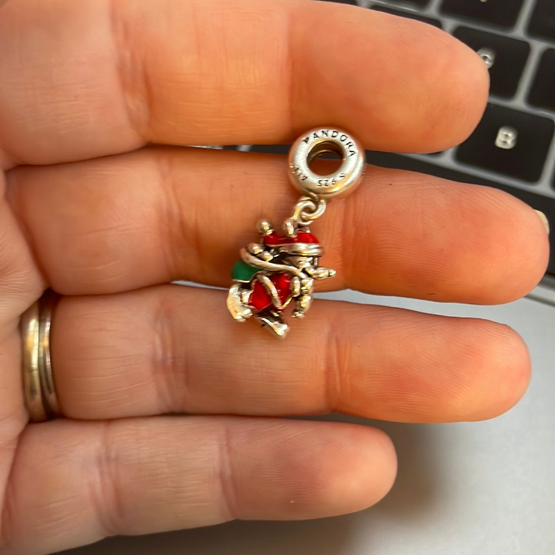 Genuine Pandora Disney Enamel Christmas Santa Mickey Mouse Charm Dangl ...