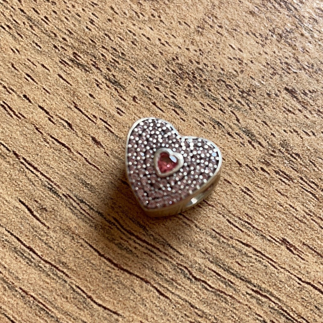 Genuine Pandora Pave Clear Heart With Pink Stone Middle Pave – Preloved ...