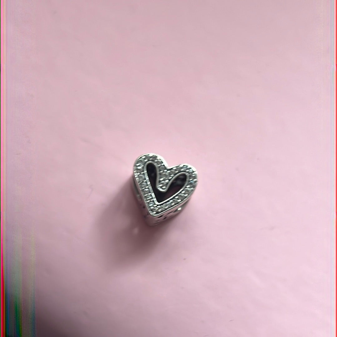 Genuine Pandora Pave Hand Drawn Heart Openwork Charm – Preloved Pandora ...