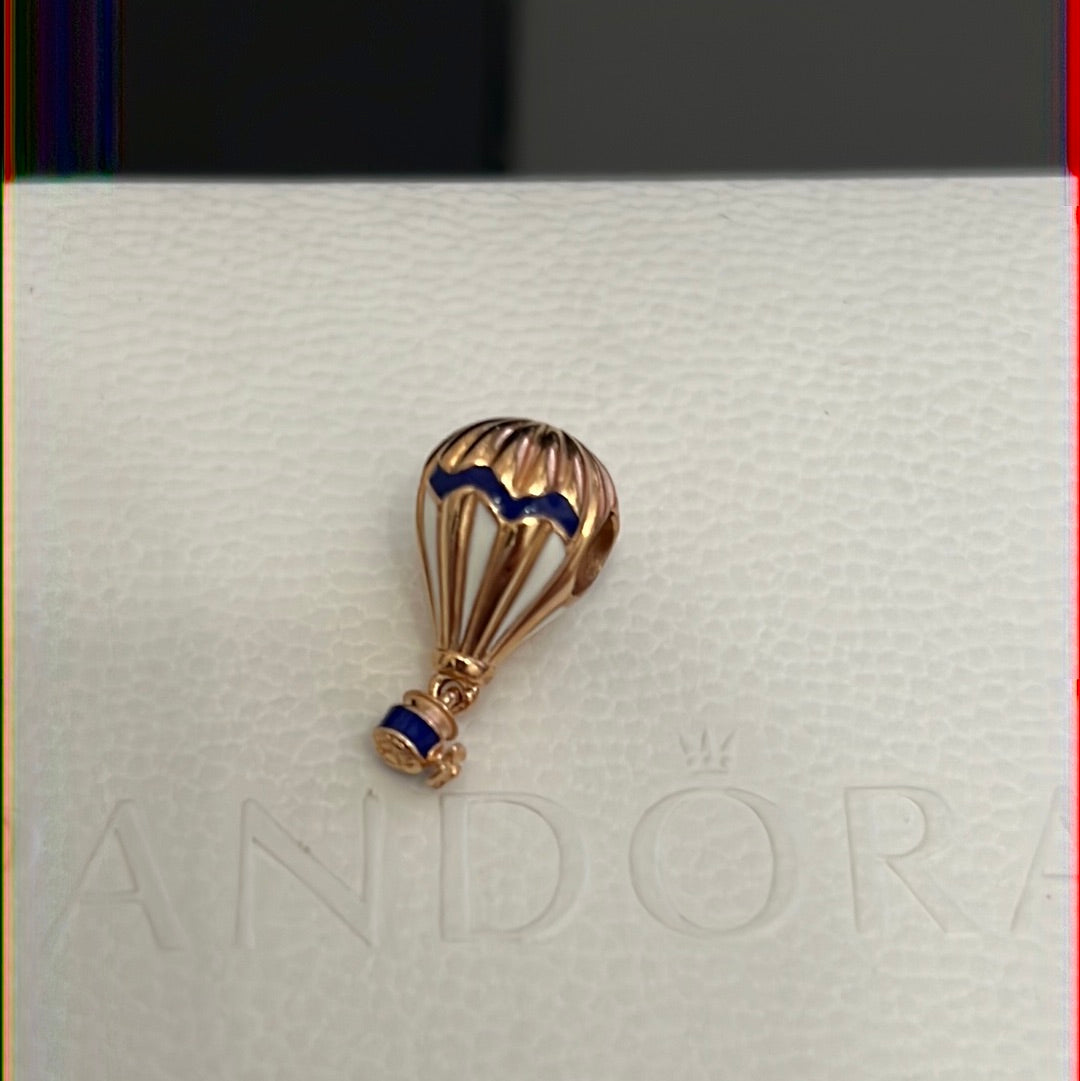 Genuine Pandora Rose Gold Hot Air Balloon Charm Cream and Blue ...